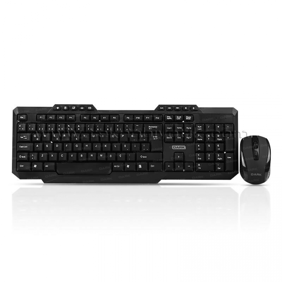 DARK DK-AC-KMW1000 BUTONLU TÜRKÇE Q SİYAH KABLOSUZ KLAVYE MOUSE SET ...