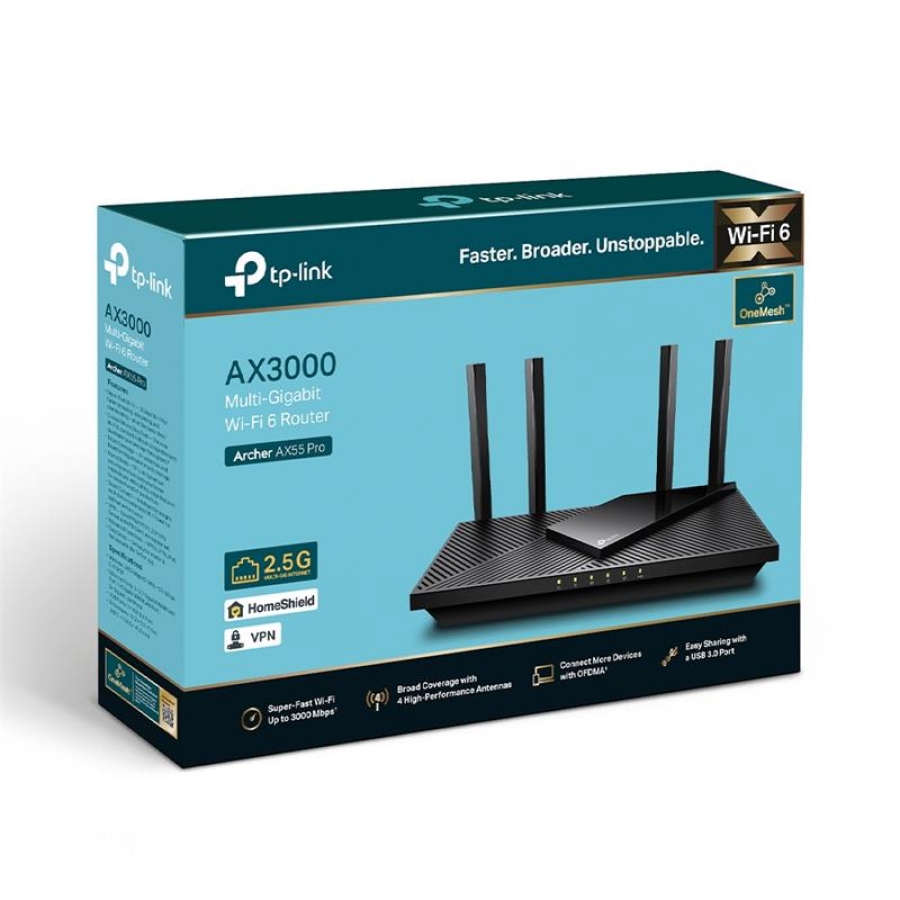 TP-LINK ARCHER AX55 PRO AX3000 2402MBPS DUAL BAND 2.5G GIGABIT WI-FI 6 ...